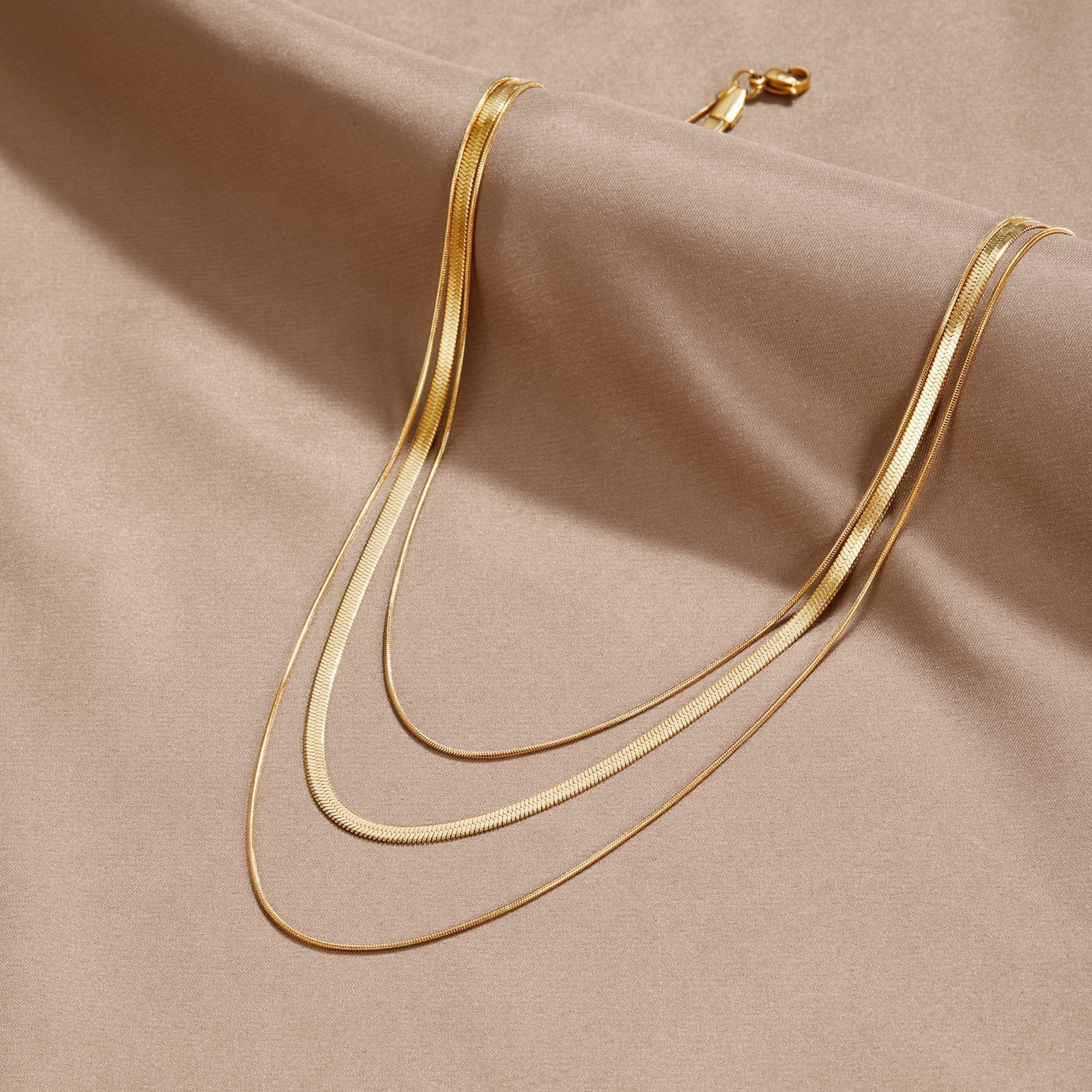 Triple Layer Gold Chain Necklace – Olivia Sophia